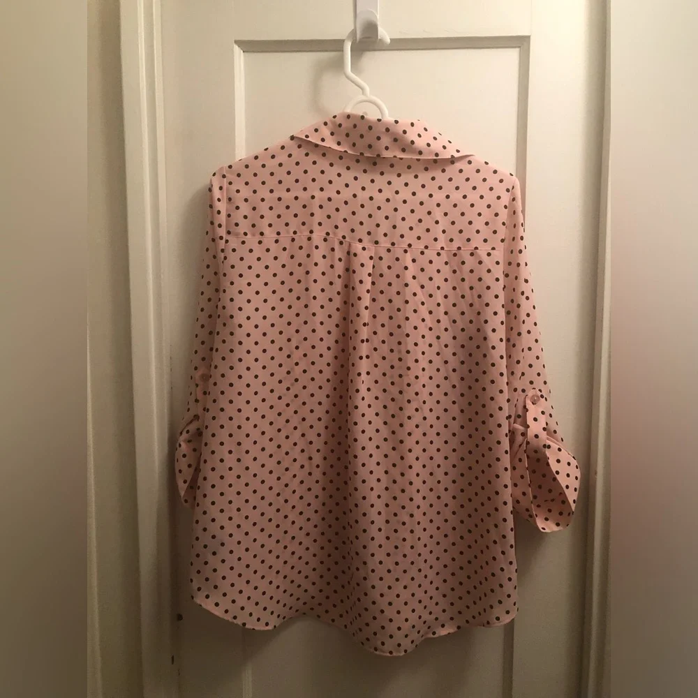 Iz Byer | Tops | Iz Byer Pink Blouse With Black Polka Dots | Poshmark